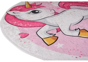 Růžový pratelný dětský koberec ø120 cm Pink Unicorn – Vitaus