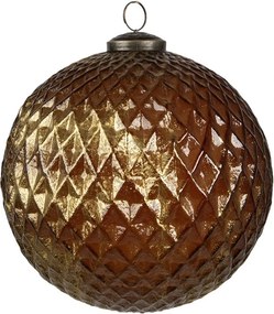 Set 4ks zlatohnědé skleněné vánoční koule se vzorem - 15*15 cm
