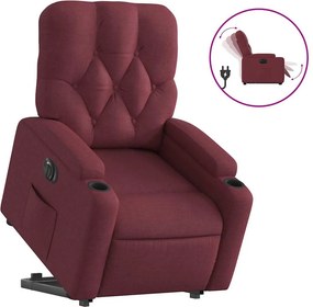 Elektrické zvedací polohovací křeslo vínové textil 3204737