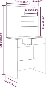 vidaXL Toaletní stolek se zrcadlem 74,5 x 40 x 141 cm [802807] Barva: dub sonoma