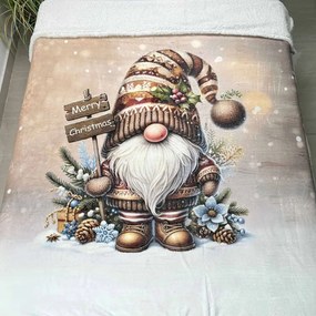 Vánoční deka luxury beránková z mikroplyše Skřítek hnědý 150x200cm TiaHome