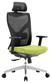 Kancelářská ergonomická židle BOLTON — černo-zelená, nosnost 150 kg