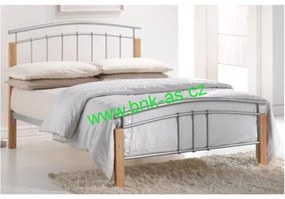 Tempo Kondela manželská postel MIRELA 140x200cm dřevo přírodní, stříbrný kov