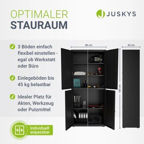 Juskys Uzamykatelná kovová skříň na dokumenty Barva: černá