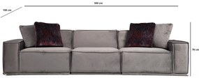 Designová 3-místná sedačka Valtina 300 cm šedá