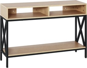 Konferenční stolek HOMCOM do předsíně s 2 přihrádkami a policí 120x23,5x75 cm Dub a Černá | Aosom