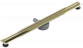 Mexen Flat nerezový sprchový žlab s rotačním 360° sifonem 80 cm, vzor SLIM, zlatá, 1541080