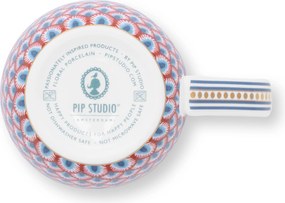 Pip Studio Flower Festival Scallop hrnek 180cm, červeno-modrý (hrnek z tenkostěnného porcelánu)