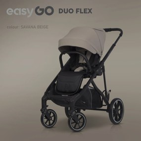 Sourozenecký kočárek EasyGo Duoflex Savana Beige, 1 sportovní část, 1 hluboká vanička