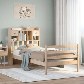 Postel s knihovnou bez matrace 100 x 200 cm masivní borovice 3321934