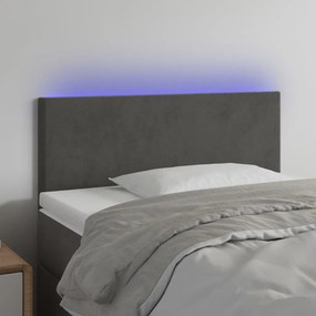 Čelo postele s LED tmavě šedé 100x5x78/88 cm samet 3121375