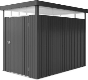 Zahradní kůlna Outsunny 4m² z pozinkované oceli s odvodňovacími otvory a čistými akrylovými okny, úložiště nářadí s plisovanou střechou, zamykací dveř