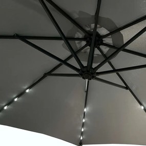 Slunečník MILIN s LED osvětlením světle šedá