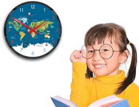 Dětské nástěnné hodiny Mirro Mapa světa 30 cm vícebarevné
