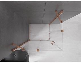 Mexen Velar Duo, sprchový kout s posuvnými dveřmi 90(dveře) x 80(dveře) cm, 8mm čiré sklo, měděná matná profil, 871-090-080-02-65