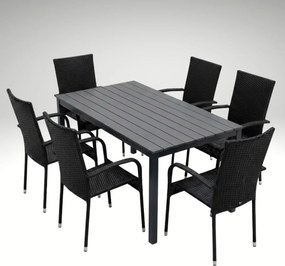 Vikio Zahradní ratanový set 150x90 pro 6 osob DT276-S šedý