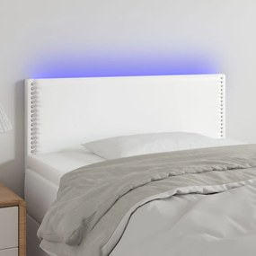 Čelo postele s LED bílé 80 x 5 x 78/88 cm umělá kůže