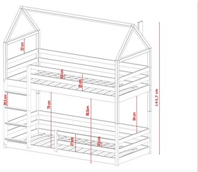 Legno Dětská patrová postel Adel šedá Rozměr (cm): 80x160