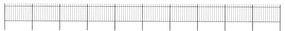 Zahradní plot s kopím nahoře ocelový 1673 x 120 cm černý 277629