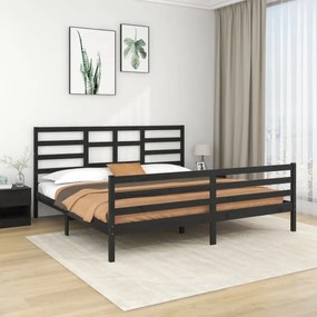 Rám postele černý masivní dřevo 200 x 200 cm,  3105884 HangarStore.cz