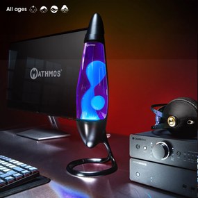 Mathmos Neo, originální lávová lampa, 1x20W, černá s fialovou tekutinou a tyrkysovou lávou, výška 42cm