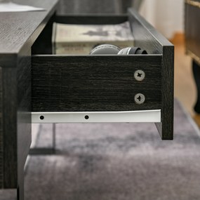 Konferenční stolek HOMCOM se zásuvkou a policemi, robustní ocelový rám, snadná montáž, moderní design do obývacího pokoje | Aosom.de