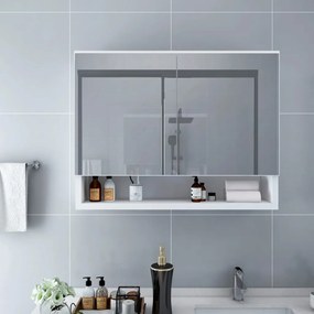 LED koupelnová zrcadlová skříňka bílá 80 x 15 x 60 cm MDF 323604