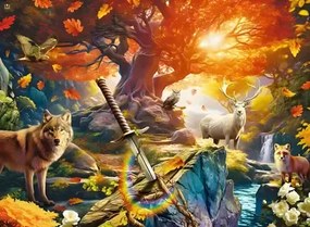 RAVENSBURGER Puzzle Meč Excalibur v lese / 500 dílků