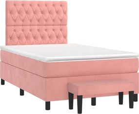 Box spring postel s matrací růžová 120 x 200 cm samet 3138018