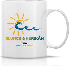 SLUNCE & HURIKÁN - klasický bílý keramický hrníček 300 ml