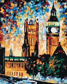 zuty malování podle čísel - big ben v barvách, 80x100 cm, bez rámu a bez vypnutí plátna