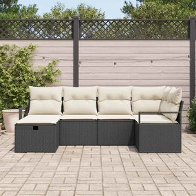 Set pohovek 6 ks Černá a krémová polyratan 3359176