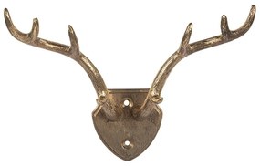 Zlatý antik nástěnný kovový háček paroží - 17*8*12 cm