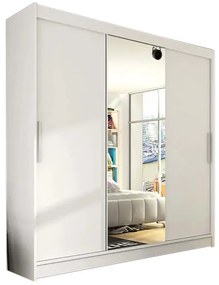 Posuvná šatní skříň ASTON se zrcadlem, 250x215x58, bílá mat