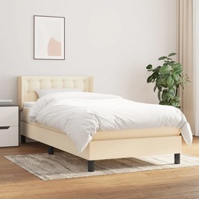 Box spring postel s matrací krémová 90x200 cm textil 3130006