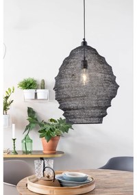 Černé závěsné svítidlo White Label Lena, ø 48 cm