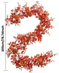 Dekorační umělé květiny (girlanda) - hedvábná růže s lístky Varianta: Style 07