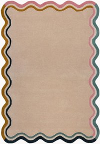 Ručně všívaný vlněný koberec's nízkým vlasem Leo Scallop Border