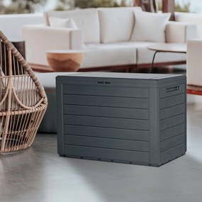Zahradní úložný box WOODEBOX, 190L, 78x44x55cm, antracitová Prosperplast