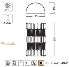 ACA DECOR Nástěnné svítidlo LINDA max. 3x40W/G9/230V/IP20