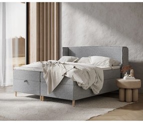 Šedá boxspring postel s úložným prostorem 160x200 cm Monpelli – Maison de Rêve