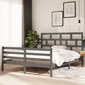Rám postele šedý masivní borovice 160 x 200 cm,  3101295 HangarStore.cz