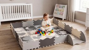 Pěnová podložka puzzle REBEL RBY-2250-16 150 x 150 cm, s rámem, šedá