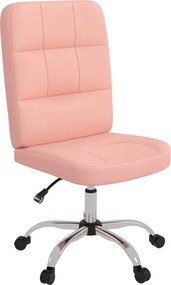Vinsetto kancelářská židle bez područek s otočným mechanizmem a výškově nastavitelným moderním stylem, nosnost 120 kg, 45x59x90-100 cm, růžová | Aosom
