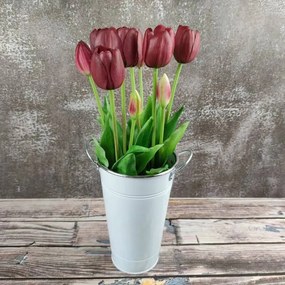 Umělé tulipány gumové (latexové) fialové, 39 cm- svazek 5 ks