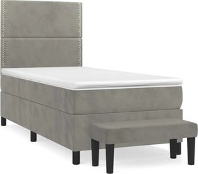 vidaXL Box spring postel s matrací 90x200 cm samet [3137765] Barva: Růžová