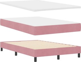 Postel s boxspringem s matrací s čelo Růžová 120 x 200 cm samet 3339103