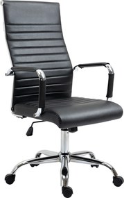 Kancelářská židle Vinsetto ergonomická manažerská židle s houpací funkcí, výškově nastavitelná, čalouněná umělou kůží a pěnou, černá | Aosom.de