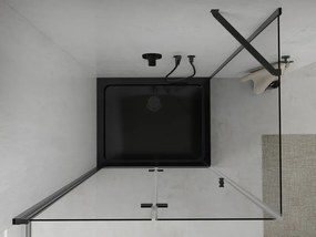 Mexen Lima, sprchový kout se skládacími dveřmi 100 (dveře) x 90 (stěna) cm, 6mm čiré sklo, černý profil + slim sprchová vanička černá s černým sifonem, 856-100-090-70-00-4070B
