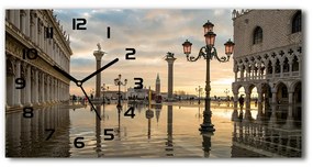 Wallmuralia Skleněné hodiny na stěnu tiché Benátky Itálie 60x30 cm
